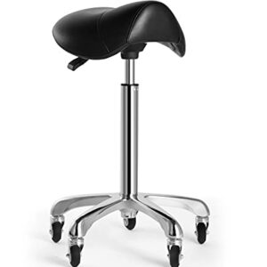 Saddle Stool Rolling Chair Swivel Salon Cutting Stool Adjustable Hydraulic Ergonomic with Wheels