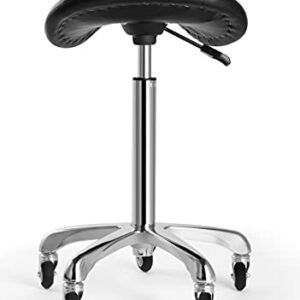 Saddle Stool Rolling Chair Swivel Salon Cutting Stool Adjustable Hydraulic Ergonomic with Wheels