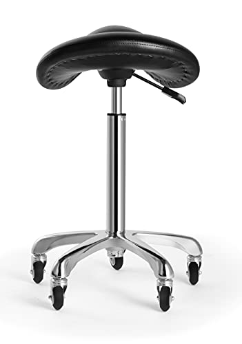 Saddle Stool Rolling Chair Swivel Salon Cutting Stool Adjustable Hydraulic Ergonomic with Wheels