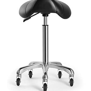 Saddle Stool Rolling Chair Swivel Salon Cutting Stool Adjustable Hydraulic Ergonomic with Wheels