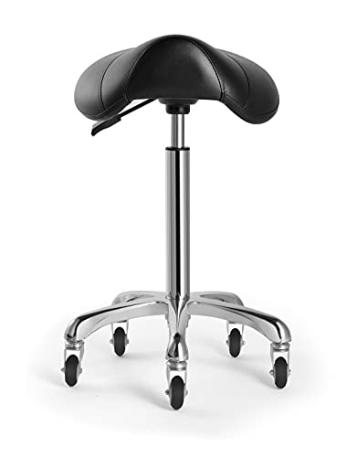 Saddle Stool Rolling Chair Swivel Salon Cutting Stool Adjustable Hydraulic Ergonomic with Wheels