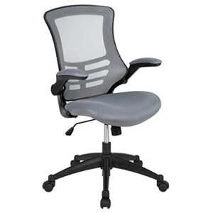 flash furniture kelista mid-back dark gray mesh swivel ergonomic task office chair with flip-up arms