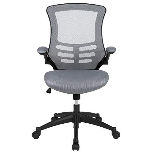 Flash Furniture Kelista Mid-Back Dark Gray Mesh Swivel Ergonomic Task Office Chair with Flip-Up Arms