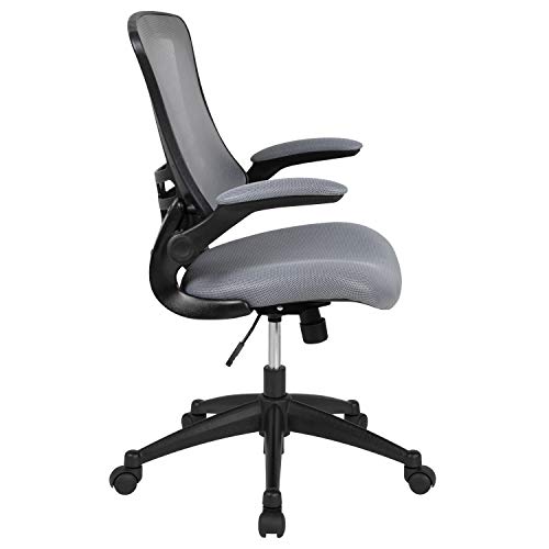 Flash Furniture Kelista Mid-Back Dark Gray Mesh Swivel Ergonomic Task Office Chair with Flip-Up Arms