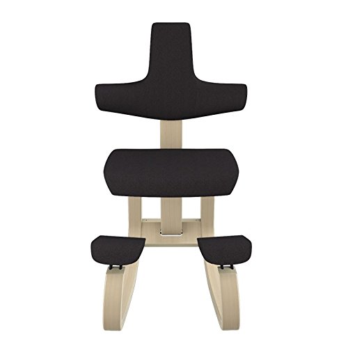 Varier ThatSit Balans Adjustable Ergonomic Kneeling Chair with Backrest (Black Revive Fabric with Natural Base)