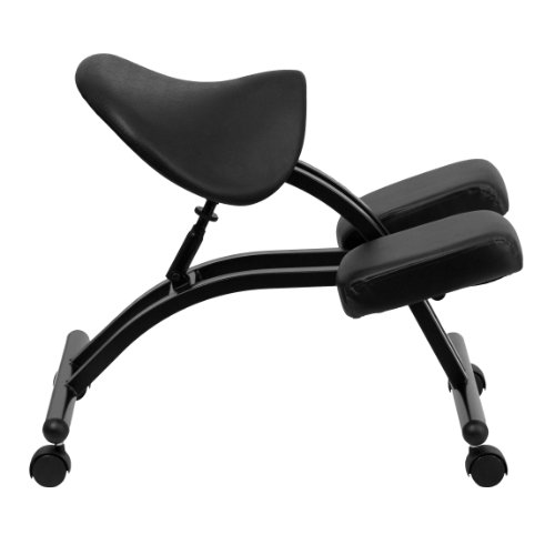 EMMA + OLIVER Ergonomic Kneeling Office Chair with Black Saddle Seat