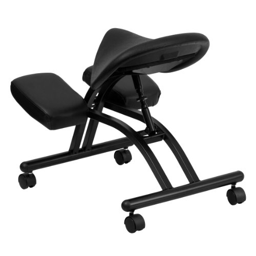 EMMA + OLIVER Ergonomic Kneeling Office Chair with Black Saddle Seat