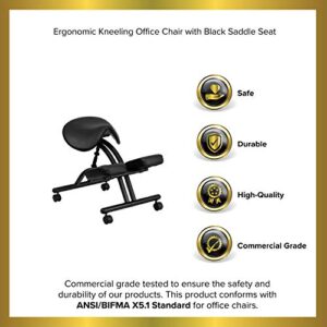 EMMA + OLIVER Ergonomic Kneeling Office Chair with Black Saddle Seat