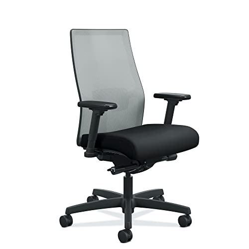 HON Ignition 2.0 Ergonomic Office Chair Mesh Back Computer Desk Chair - Synchro-Tilt Recline, Lumbar Support, Swivel Wheels, Comfortable for Long Hours in Home Office & Task Work, Executive - Grey