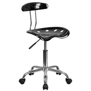 flash furniture vibrant black and chrome swivel task office chair with tractor seat