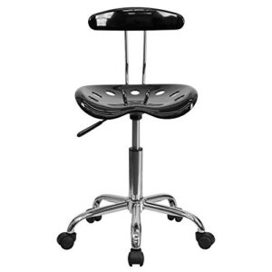 Flash Furniture Vibrant Black and Chrome Swivel Task Office Chair with Tractor Seat