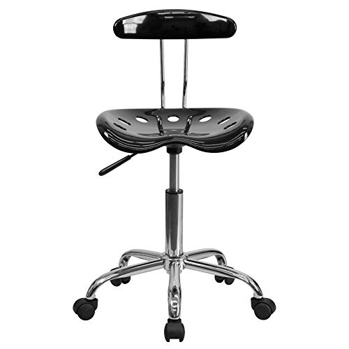 Flash Furniture Vibrant Black and Chrome Swivel Task Office Chair with Tractor Seat