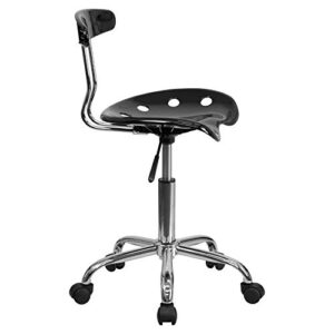 Flash Furniture Vibrant Black and Chrome Swivel Task Office Chair with Tractor Seat