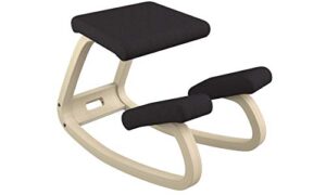 varier variable balans the original ergonomic kneeling chair for home office (black revive fabric with natural ash base)