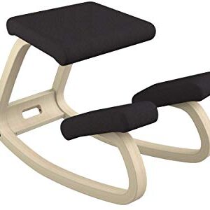 Varier Variable Balans The Original Ergonomic Kneeling Chair for Home Office (Black Revive Fabric with Natural Ash Base)