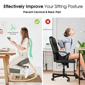 Giantex Kneeling Chair, Wood Posture Chair w/Soft Cushion, Natural Relief for Back, Shoulder or Neck Pain, Ergonomic Kneeling Desk Chair for Office Home, Grey