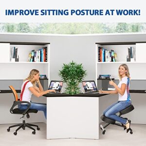 Kneeling Chair Ergonomic for Office, Adjustable Stool for Home and Office - Improve Your Posture with an Angled Seat - Thick Comfortable Moulded Foam Cushions - Brake and Smooth Gliding Casters