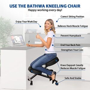 Kneeling Chair Ergonomic for Office, Adjustable Stool for Home and Office - Improve Your Posture with an Angled Seat - Thick Comfortable Moulded Foam Cushions - Brake and Smooth Gliding Casters