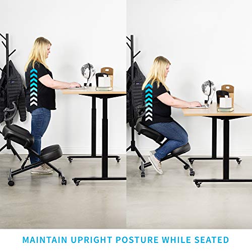 DRAGONN by VIVO Ergonomic Kneeling Chair with Back Support, Adjustable Stool for Home and Office with Angled Seat for Better Posture - Thick Comfortable Cushions, Black, DN-CH-K02B