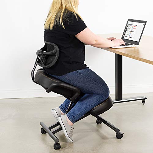 DRAGONN by VIVO Ergonomic Kneeling Chair with Back Support, Adjustable Stool for Home and Office with Angled Seat for Better Posture - Thick Comfortable Cushions, Black, DN-CH-K02B