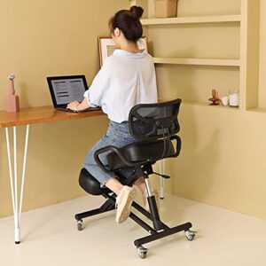 VONOYA Kneeling Chair with Back Support | Ergonomic Office Chair for Home or Office Desk | Adjustable Posture-Improving Desk Chair with Wheels and Thick Cushions, Black