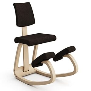 varier variable plus balans the original ergonomic kneeling chair with a backrest for home office (black revive fabric with natural ash base)