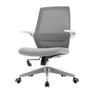 sihoo ergonomic office chair, swivel desk chair height adjustable mesh back computer chair with lumbar support, 90° flip-up armrest (grey)