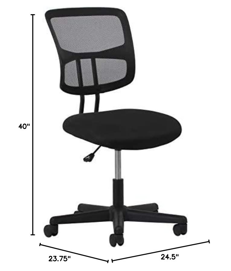 OFM ESS Collection Swivel Mesh Back Armless Task Chair, in Black (ESS-3020)