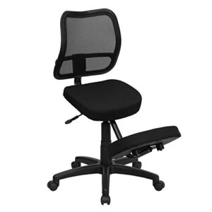 flash furniture mobile ergonomic kneeling swivel task office chair with black mesh back and fabric seat