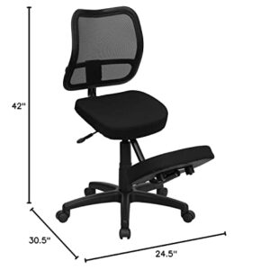 Flash Furniture Mobile Ergonomic Kneeling Swivel Task Office Chair with Black Mesh Back and Fabric Seat