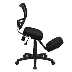 Flash Furniture Mobile Ergonomic Kneeling Swivel Task Office Chair with Black Mesh Back and Fabric Seat