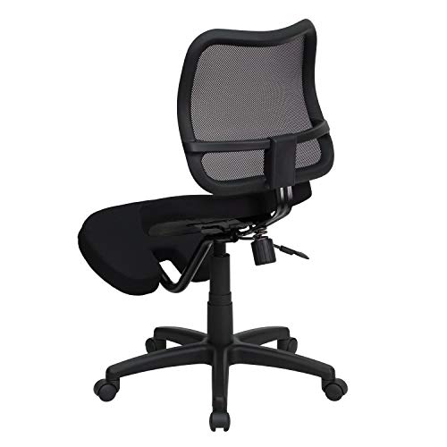 Flash Furniture Mobile Ergonomic Kneeling Swivel Task Office Chair with Black Mesh Back and Fabric Seat