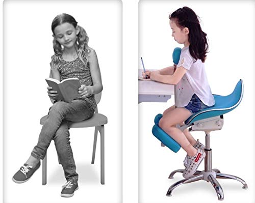 SHENGDAFASHANGCHENG Kids Computer Desk Chair, Low-Back Task Study Chairs with Casters, Adjustable and Swivel Mesh Chair for School Home Office Kneeling Chair, Prevent Myopia (Color : Blue)