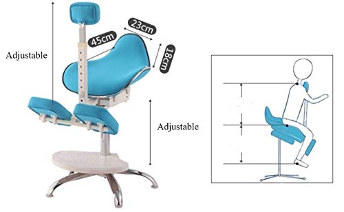 SHENGDAFASHANGCHENG Kids Computer Desk Chair, Low-Back Task Study Chairs with Casters, Adjustable and Swivel Mesh Chair for School Home Office Kneeling Chair, Prevent Myopia (Color : Blue)