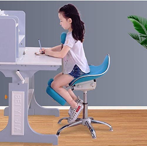 SHENGDAFASHANGCHENG Kids Computer Desk Chair, Low-Back Task Study Chairs with Casters, Adjustable and Swivel Mesh Chair for School Home Office Kneeling Chair, Prevent Myopia (Color : Blue)