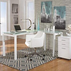 Signature Design by Ashley Baraga Contemporary Adjustable Swivel Home Office Desk Chair, White