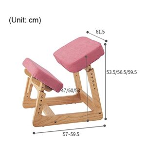 ANYURAN Ergonomic Kneeling Chair, Adjustable Height Hump-Proof Solid Wood Student Writing Chair Easy to Assemble Improve Sitting,Pink