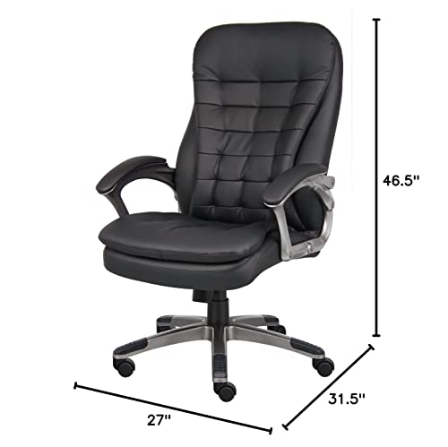 Boss Office Products B9331 High Back Executive Chair with Pewter Finsh in Black