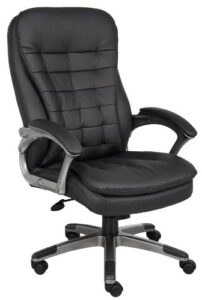 boss office products b9331 high back executive chair with pewter finsh in black