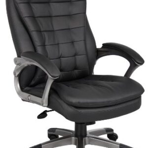 Boss Office Products B9331 High Back Executive Chair with Pewter Finsh in Black