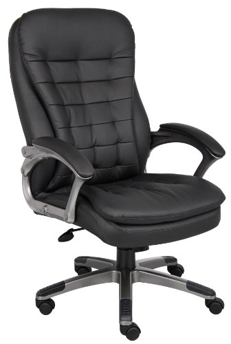 Boss Office Products B9331 High Back Executive Chair with Pewter Finsh in Black