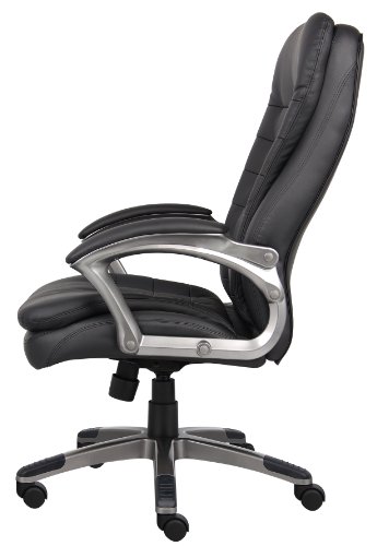 Boss Office Products B9331 High Back Executive Chair with Pewter Finsh in Black