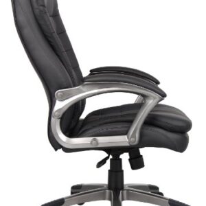 Boss Office Products B9331 High Back Executive Chair with Pewter Finsh in Black