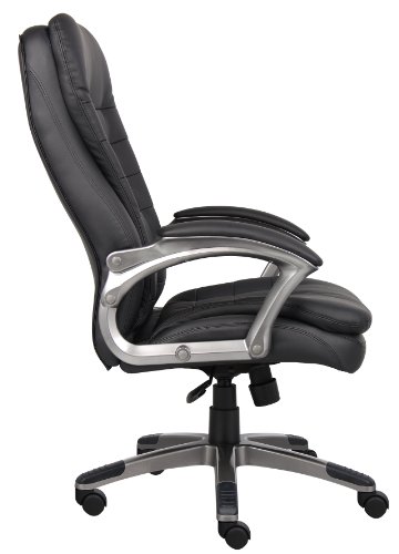 Boss Office Products B9331 High Back Executive Chair with Pewter Finsh in Black