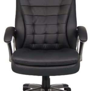 Boss Office Products B9331 High Back Executive Chair with Pewter Finsh in Black