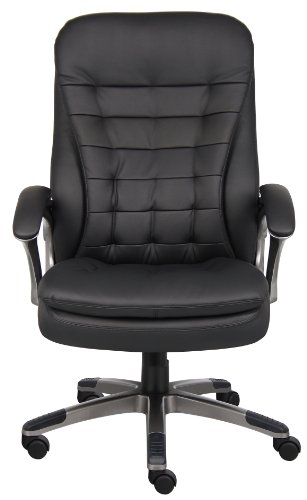 Boss Office Products B9331 High Back Executive Chair with Pewter Finsh in Black