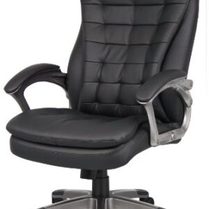 Boss Office Products B9331 High Back Executive Chair with Pewter Finsh in Black