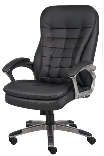 Boss Office Products B9331 High Back Executive Chair with Pewter Finsh in Black