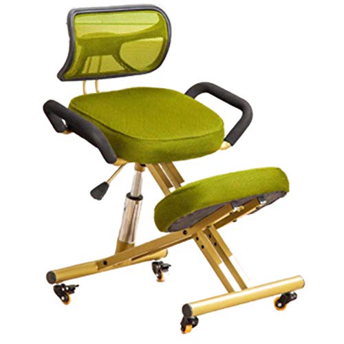 SHANGYAN Ergonomic Kneeling Chair, with Back Support, Adjustable Stool for Home and Office - Improve Your Posture with an Angled Seat - Thick Comfortable Cushions Use,Green