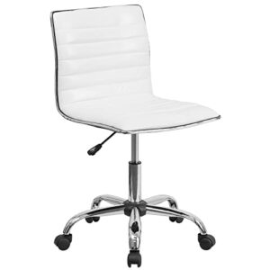 flash furniture low back designer armless white ribbed swivel task office chair